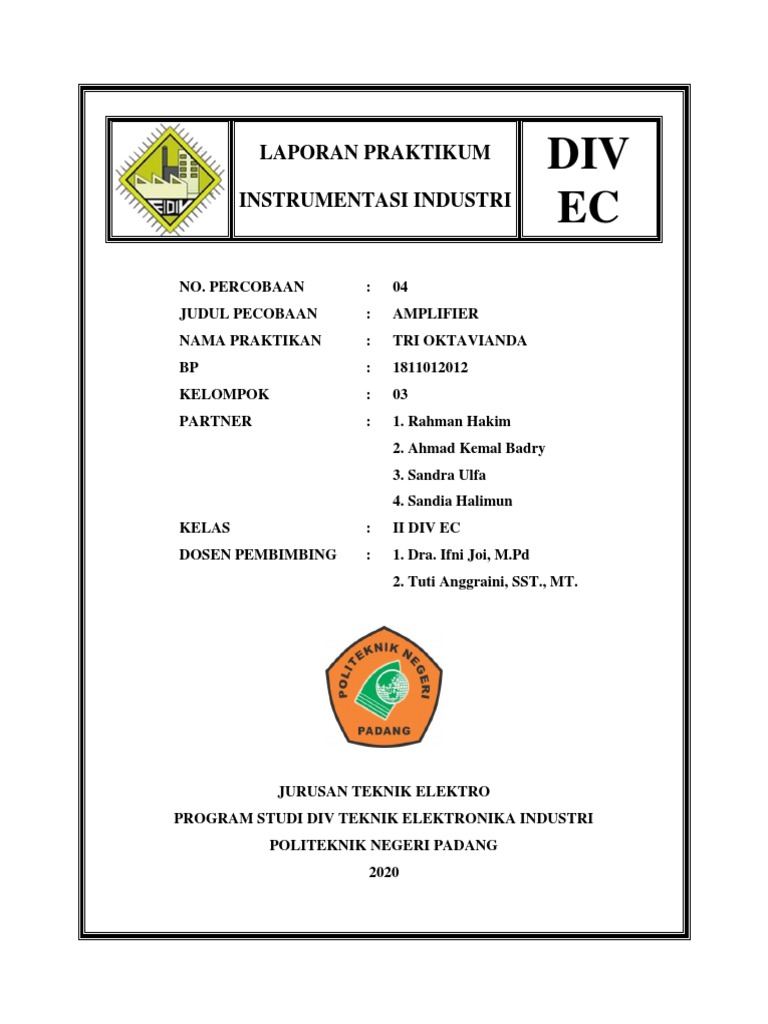 Laporan 04 Instrumentasi Industri Amplifier | PDF