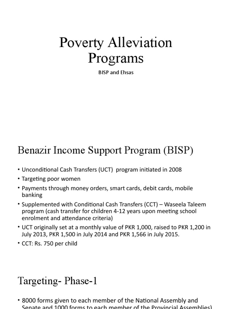 Poverty Alleviation Programs: BISP and Ehsas | PDF | Policy | Standard ...
