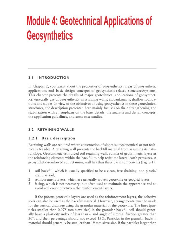Module 3 - Geotechnical Applications of Geosynthetics | PDF