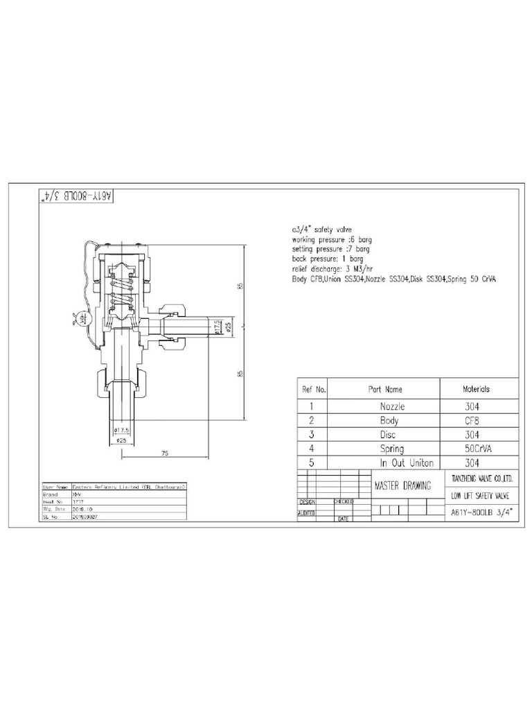 Safety Valve Drawing | PDF