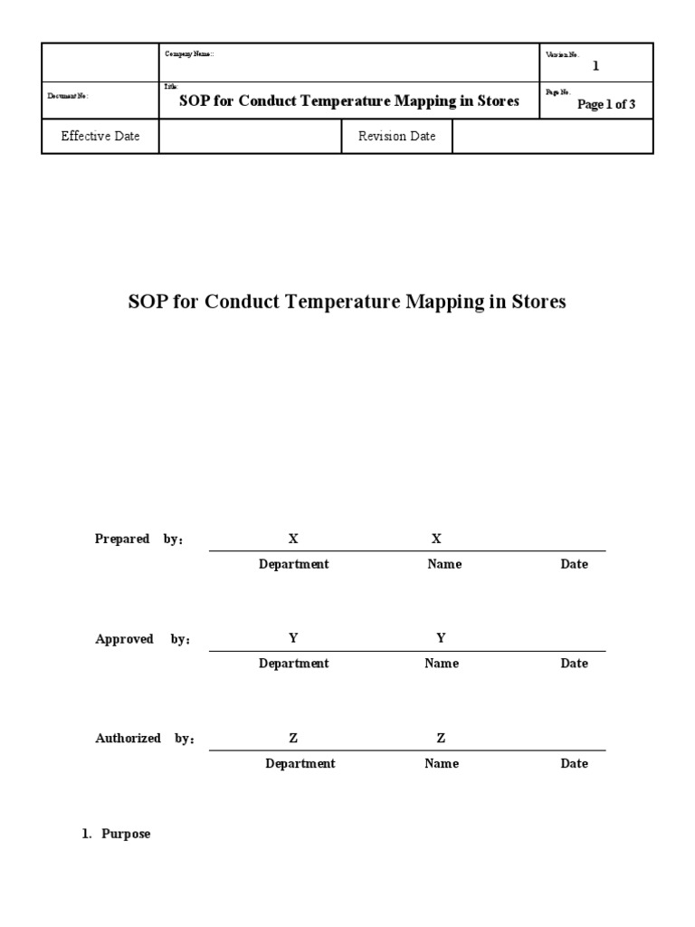 SOP For Conduct Temperature Mapping in Stores | PDF | Quality Assurance ...
