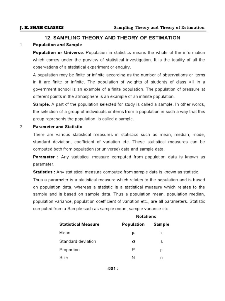 J. K. Shah Classes Sampling Theory and Theory of Estimation | Download Free PDF | Standard Error ...