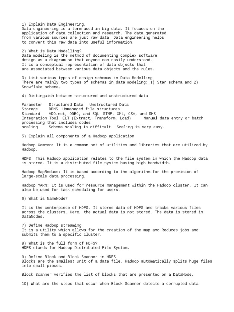 Data Engineer Interview Questions | PDF | Apache Hadoop | Conceptual Model