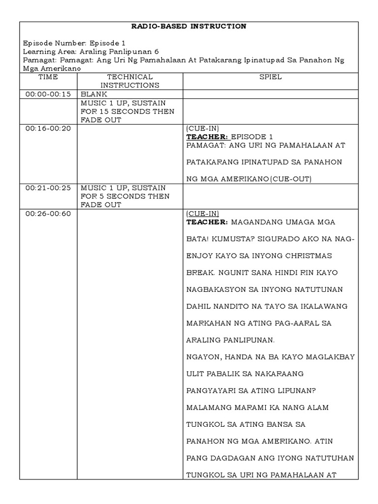 Script in Ap6 Q2-Week 1 | PDF