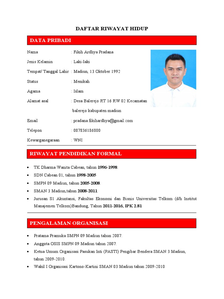 CV Fikih Ardhya Pradana | PDF