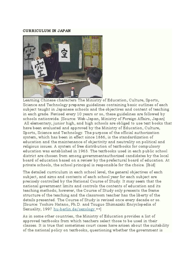 Curriculum in Japan | Download Free PDF | Schools | Curriculum