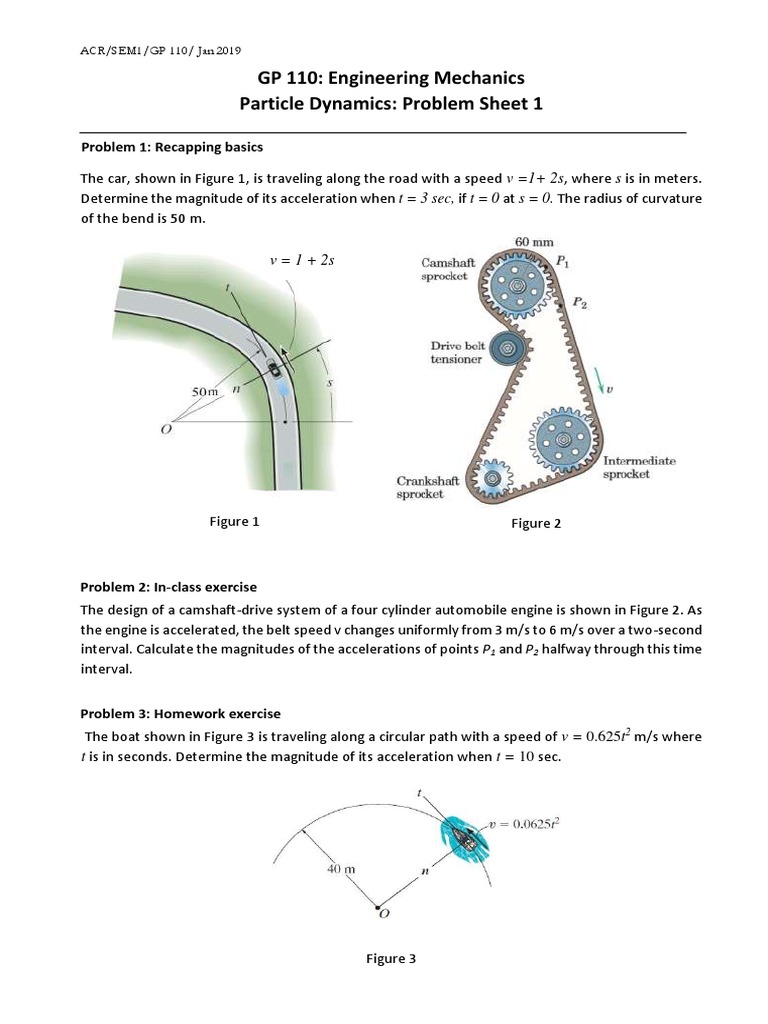 GP 110: Engineering Mechanics Particle Dynamics: Problem Sheet 1 | PDF | Acceleration | Rotation ...