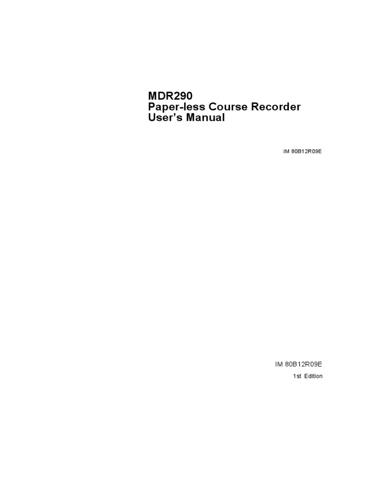MDR290 Paper-Less Course Recorder User's Manual: IM 80B12R09E | PDF ...
