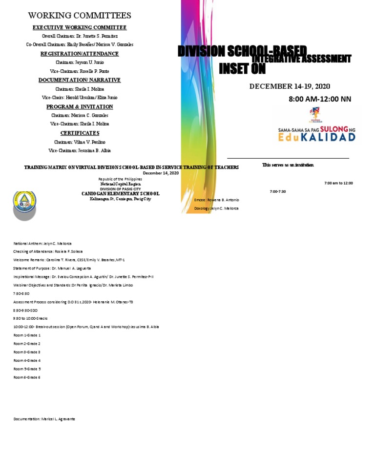 Division School-Based Inset On: Working Committees | PDF