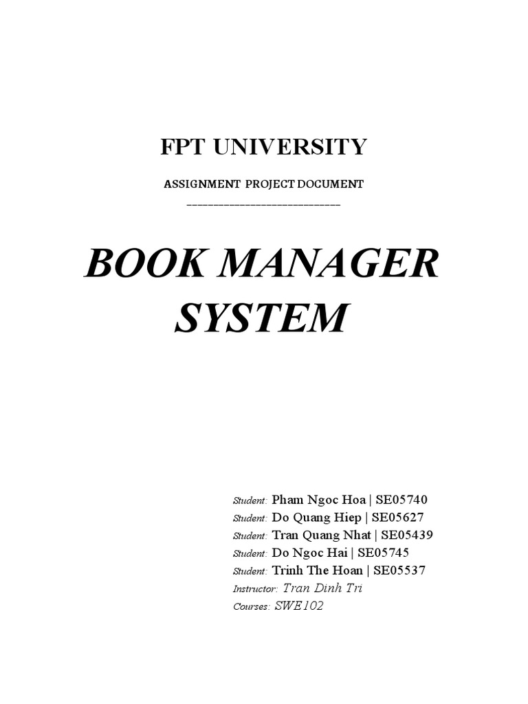 Book Manager System: FPT University | PDF | Use Case | Computer Science