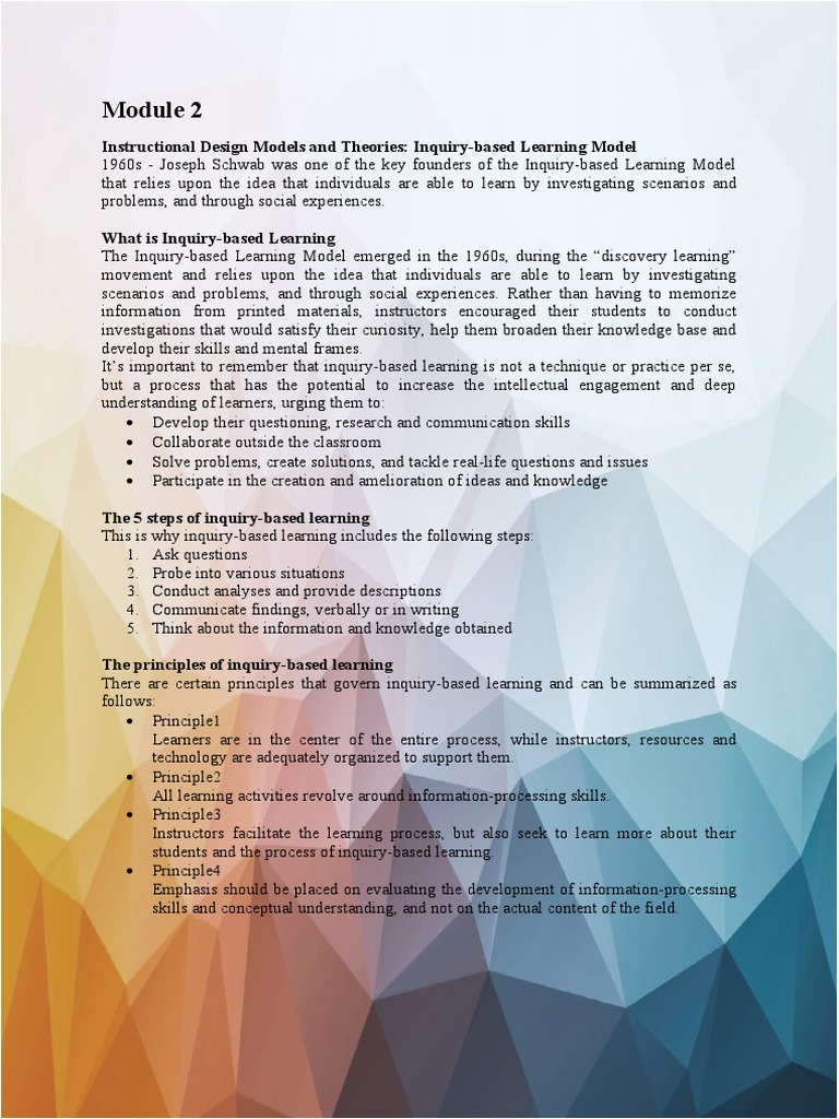 Instructional Design Models and Theories: Inquiry-Based Learning Model ...