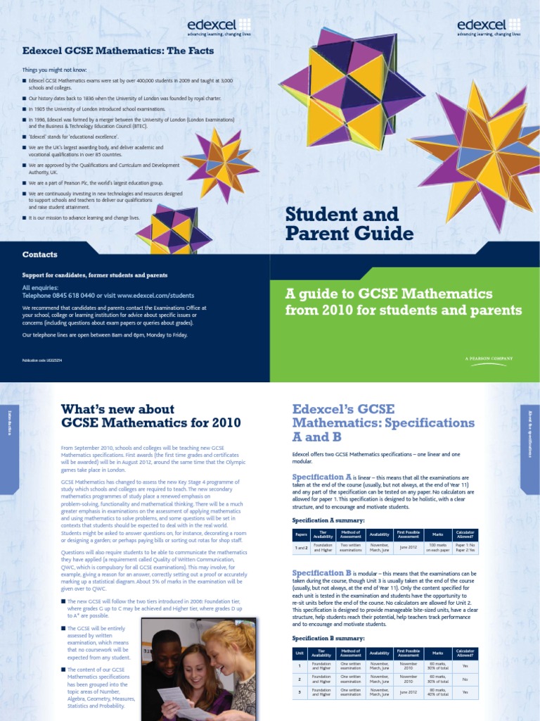 Student and Parent Guide: A Guide To GCSE Mathematics From 2010 For ...