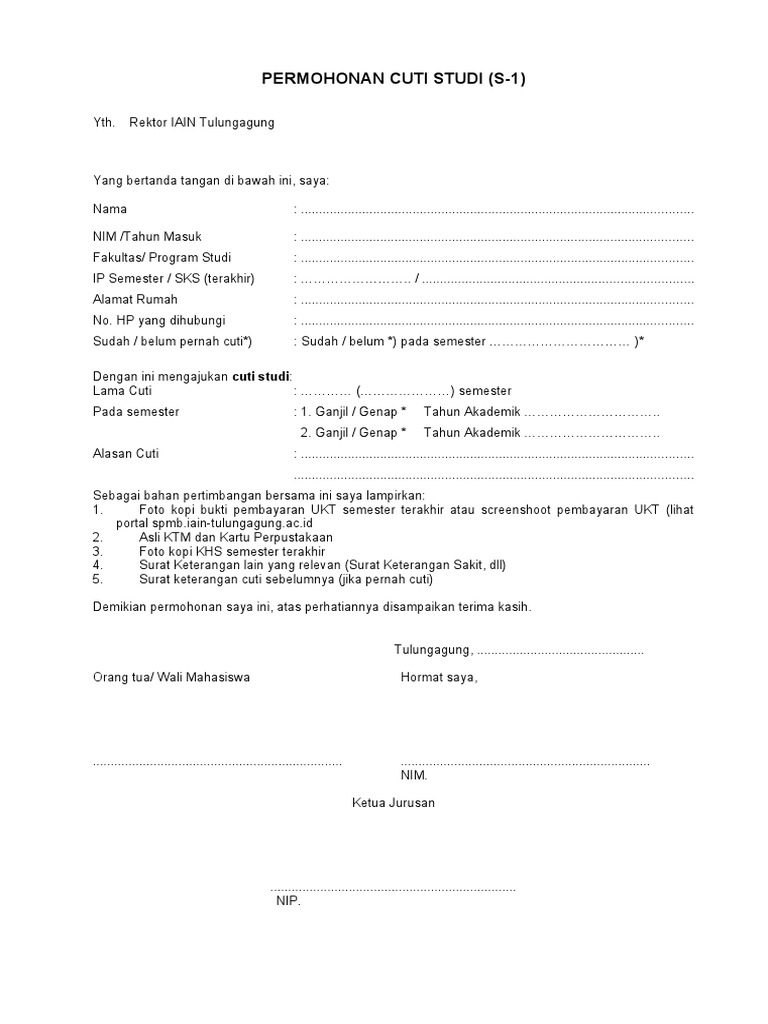 Form Permohonan Cuti | PDF