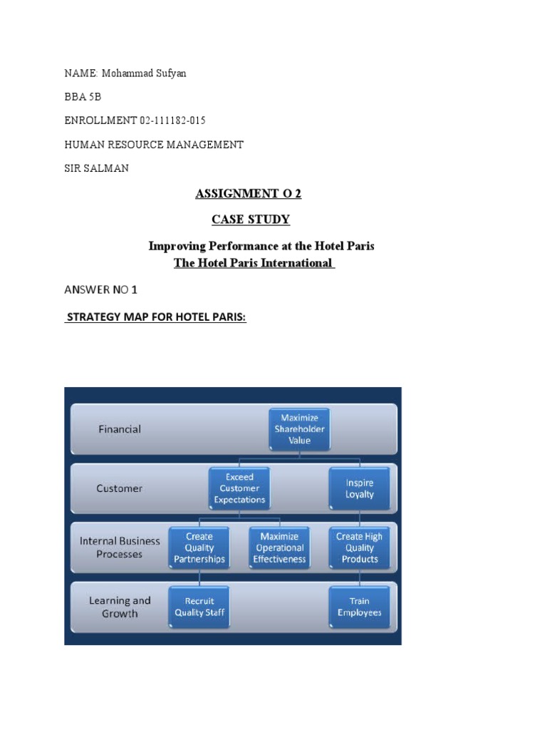 Hotel Paris Performance Improvement Case Study | PDF