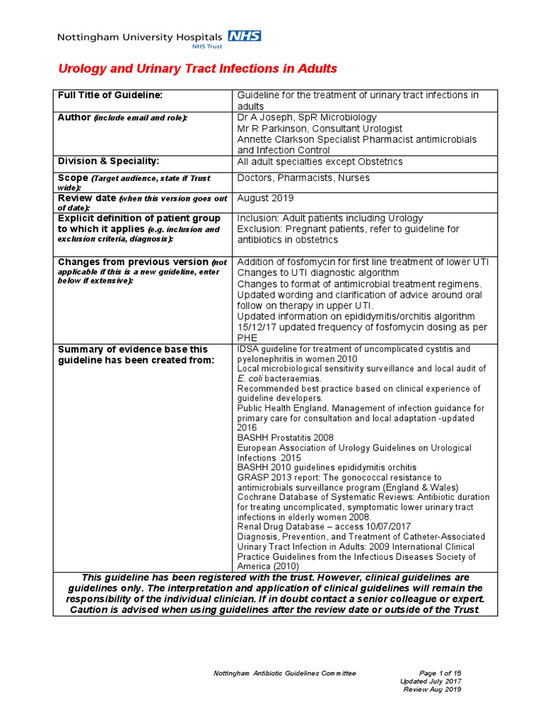 Urology and Urinary Tract Infections | PDF | Urinary Tract Infection ...