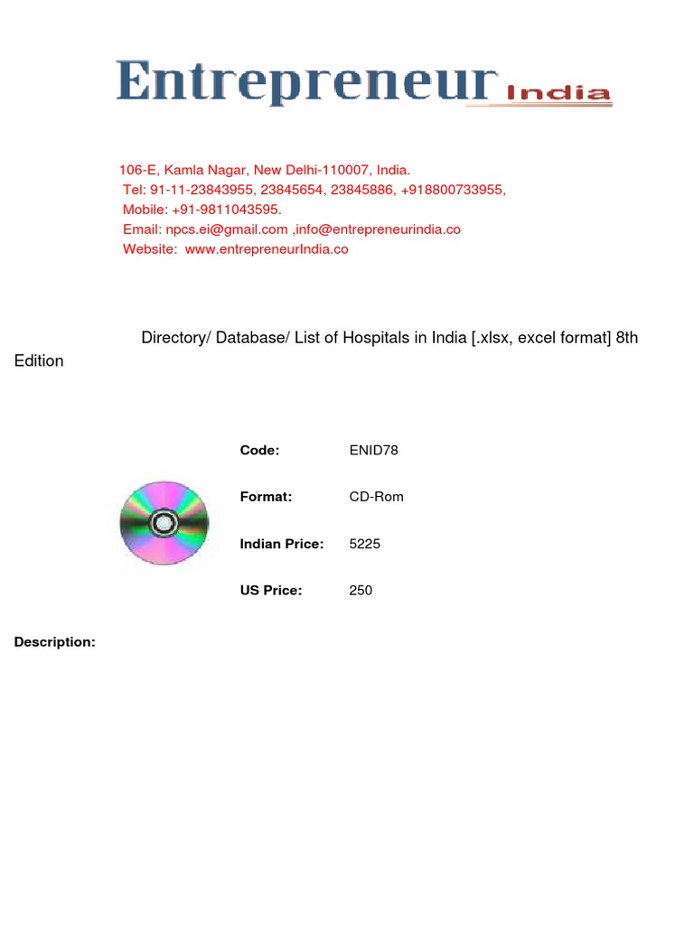 Directory - Database - List of Hospitals in India (.XLSX Excel Format ...