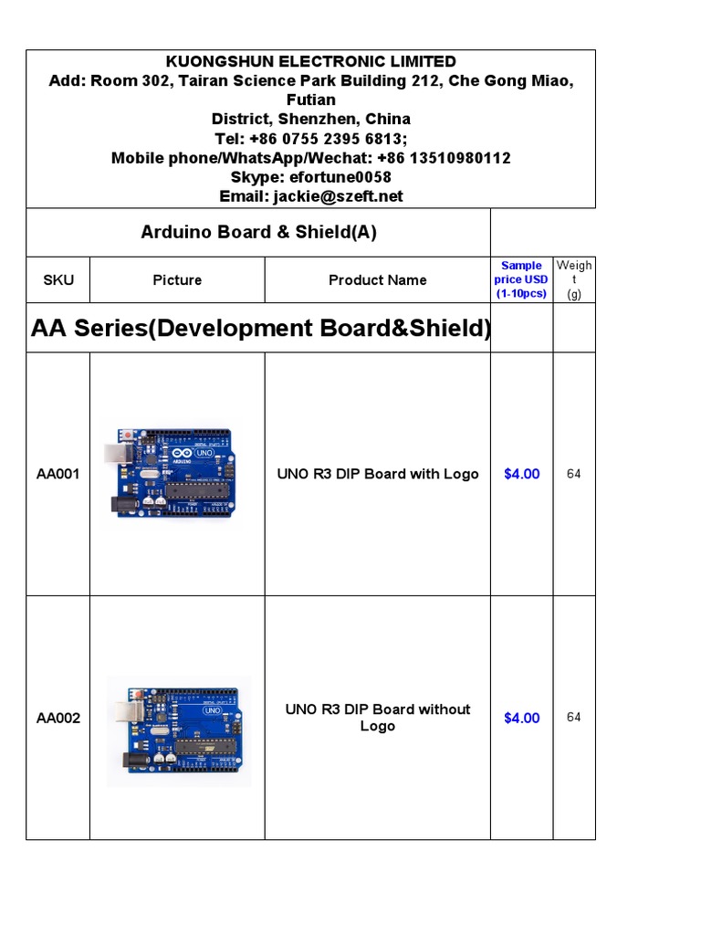 Arduino Boards and Accessories Catalog | PDF | Wi Fi | Radio Frequency ...