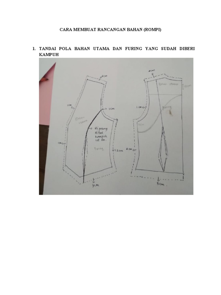 Cara Membuat Rancangan Bahan (Rompi) | PDF