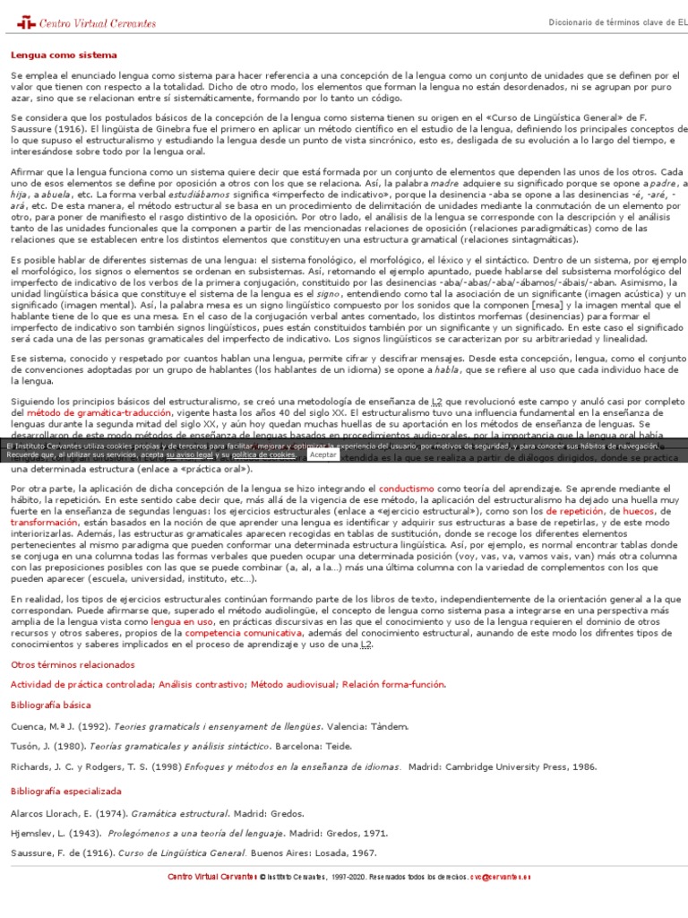 CVC. Diccionario de Términos Clave de ELE. Lengua Como Sistema | PDF ...