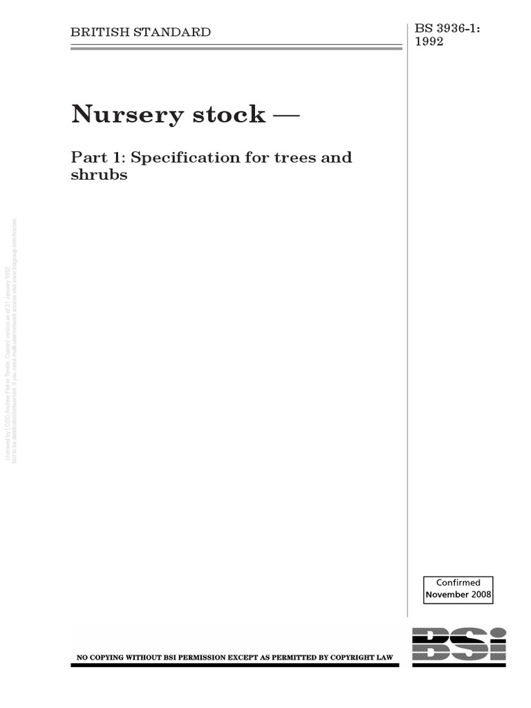 BS 3936 1 Specification For Trees and Shrubs 1992 | PDF | Perennial ...