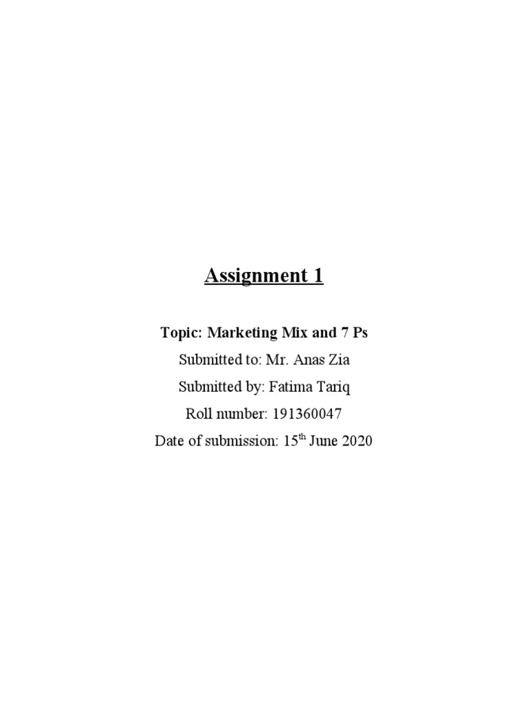 Marketing Mix and 7 Ps Assignment | PDF | Marketing Strategy | Marketing