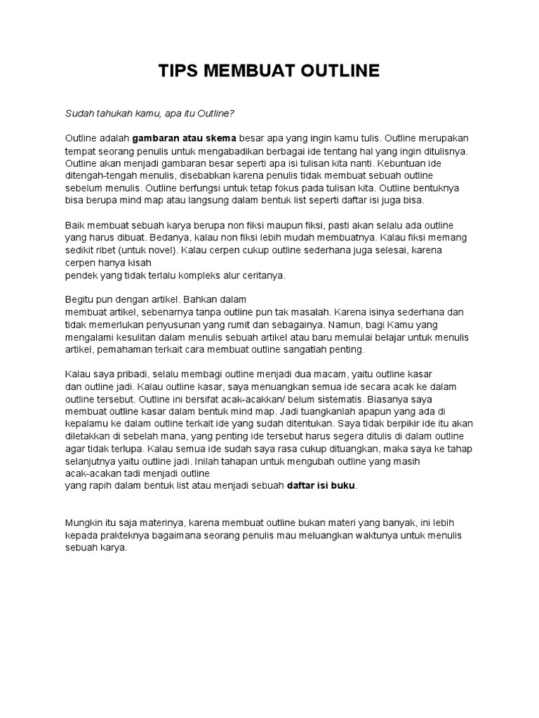 Tips Membuat Outline | PDF