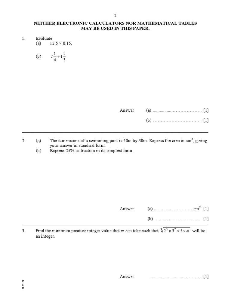 Math D Mock 1 Paper 1 | PDF | Speed | Circle