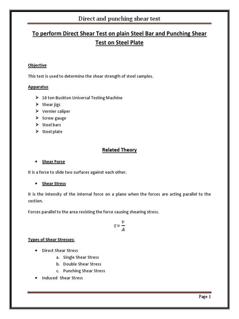 03.direct Shear and Punching Shear Test | PDF | Shear Stress | Stress ...