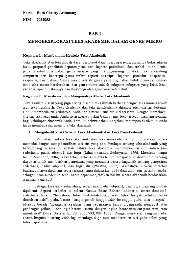 Mengeksplorasi Teks Akademik Dalam Genre Mikro | PDF