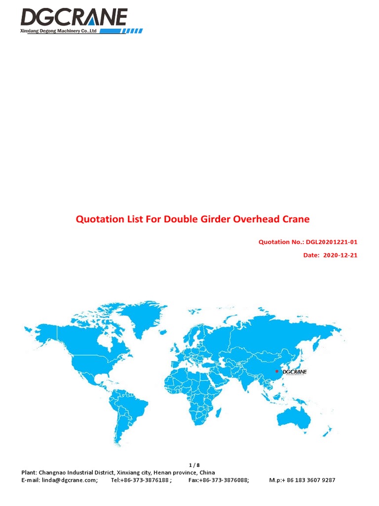 Quotation List Quotation List For Double Girder Overhead Crane Double ...