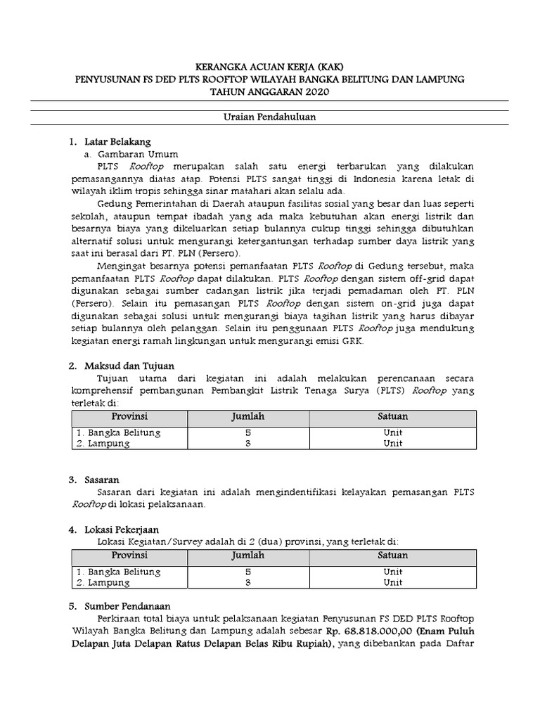 KAK Babel Lampung | PDF | Teknologi & Rekayasa