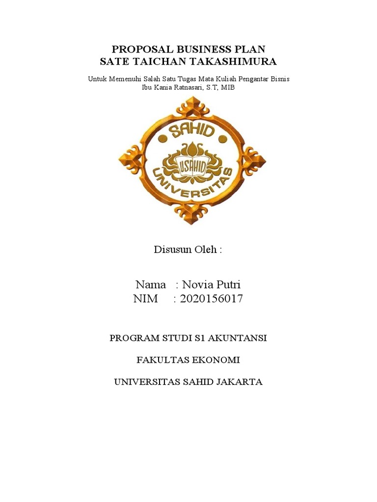 Proposal Business Plan Individual Assignment Novia Putri Done | PDF