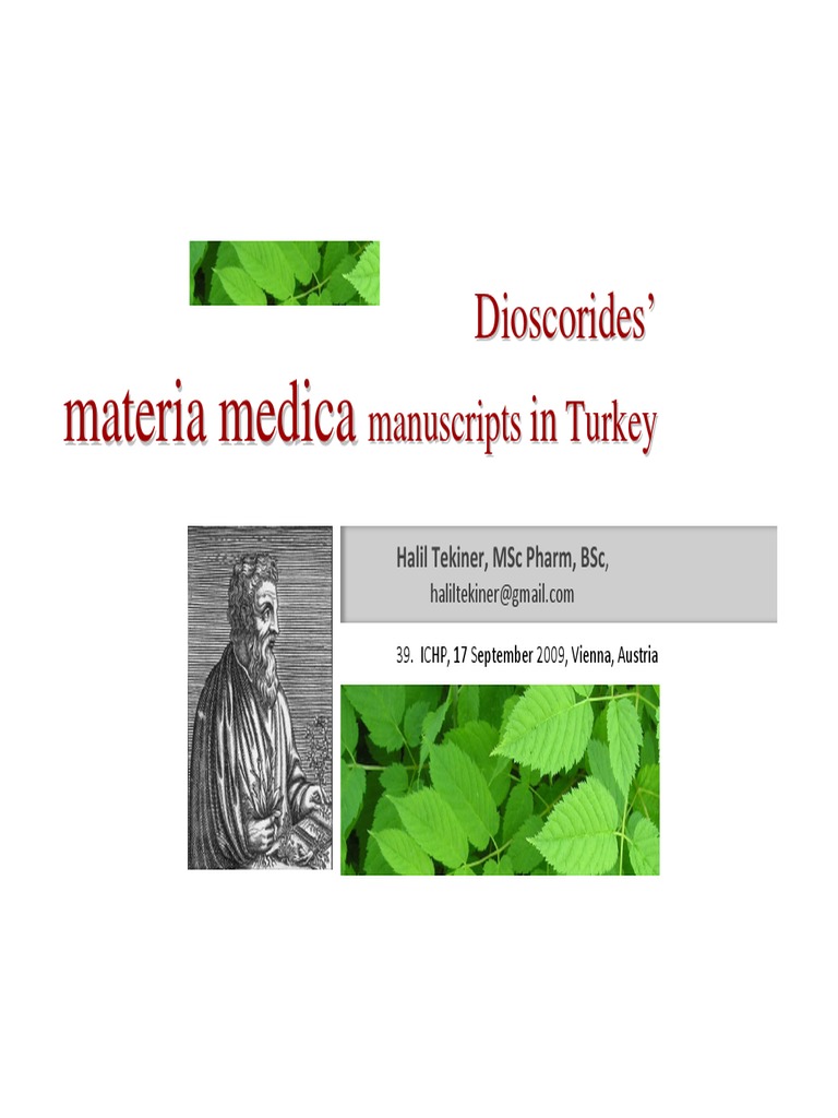 Dioscorides Dioscorides Materia Medica M | PDF