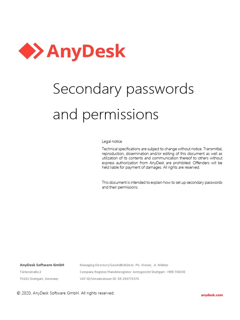 AnyDesk Secondary Passwords HowTo | Download Free PDF | Group Policy ...