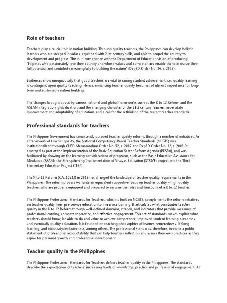 Role of Teachers | PDF | Educational Assessment | Teachers