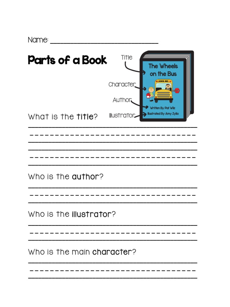 Parts of A Book Worksheet #2 | PDF