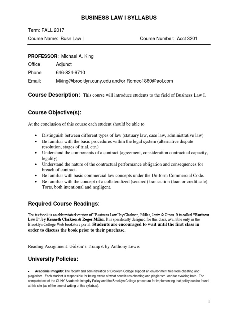 Business Law I: Student Guide | PDF | Tort | Business Law