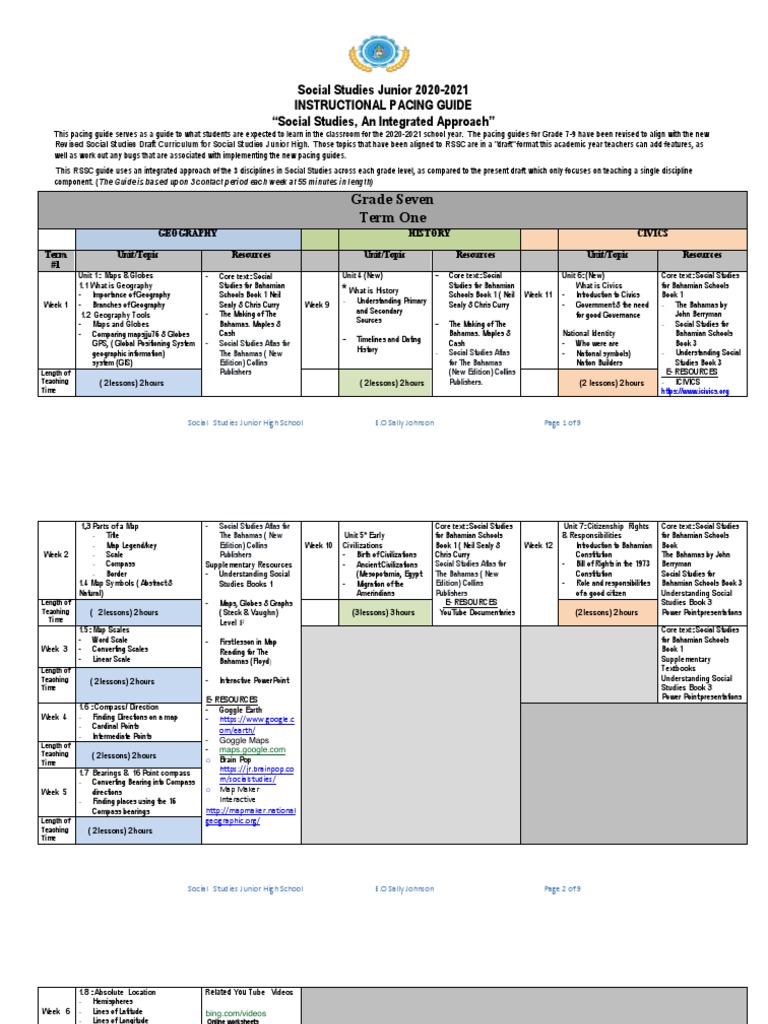 Social Studies Junior 2020-2021 Instructional Pacing Guide Social ...