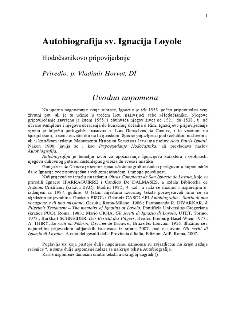 Ignacijeva Autobiografija | PDF