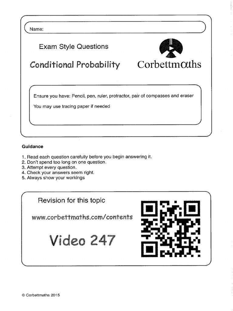 Conditional Probability Answers | PDF