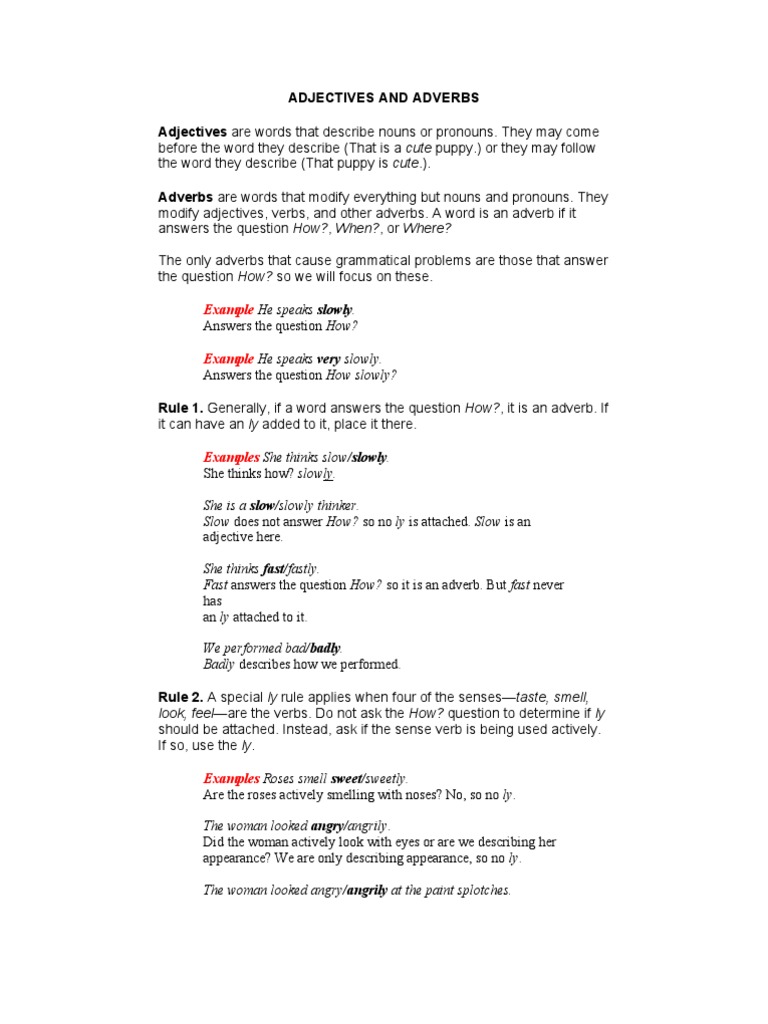 ADJECTIVES AND ADVERBS-English Grammar | PDF