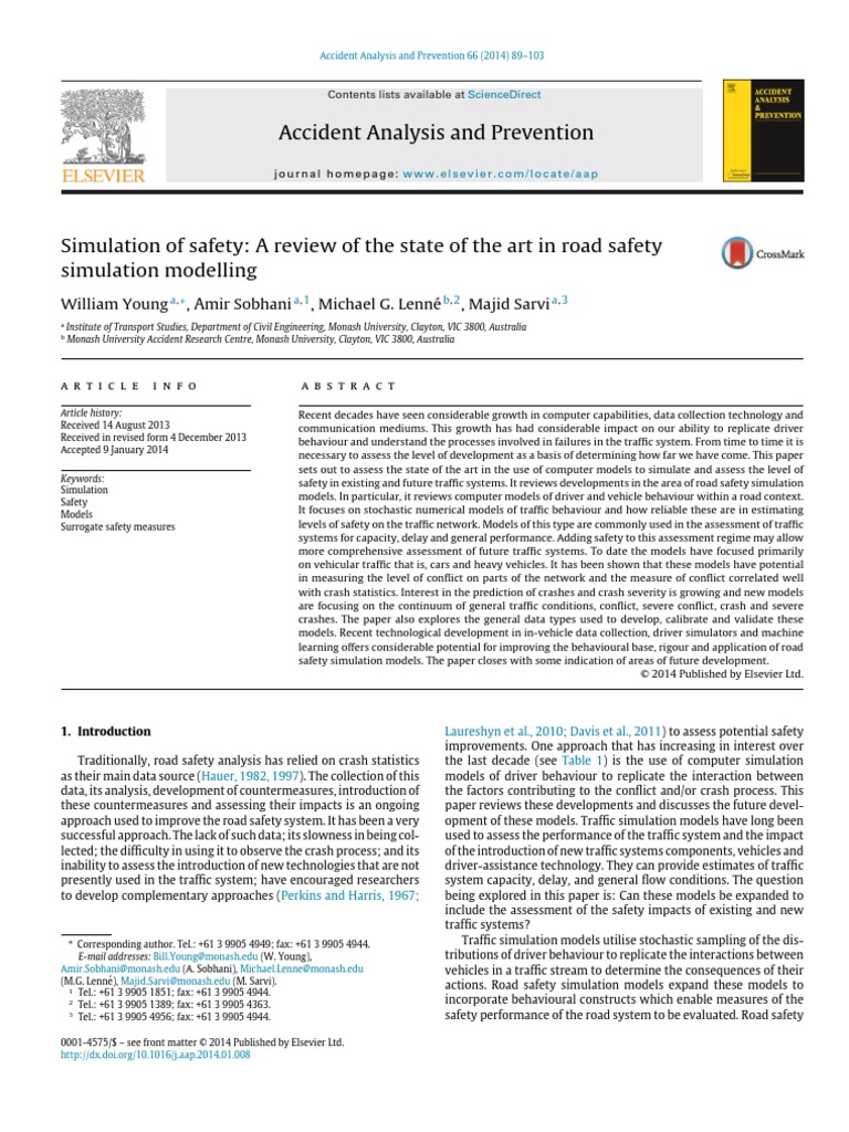 Accident Analysis and Prevention: William Young, Amir Sobhani, Michael ...