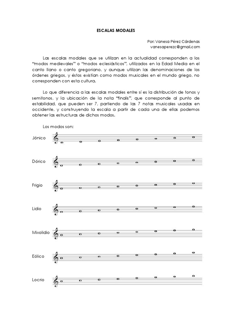 Guia Escalas Modales | PDF | Escala (música) | Modo (música)