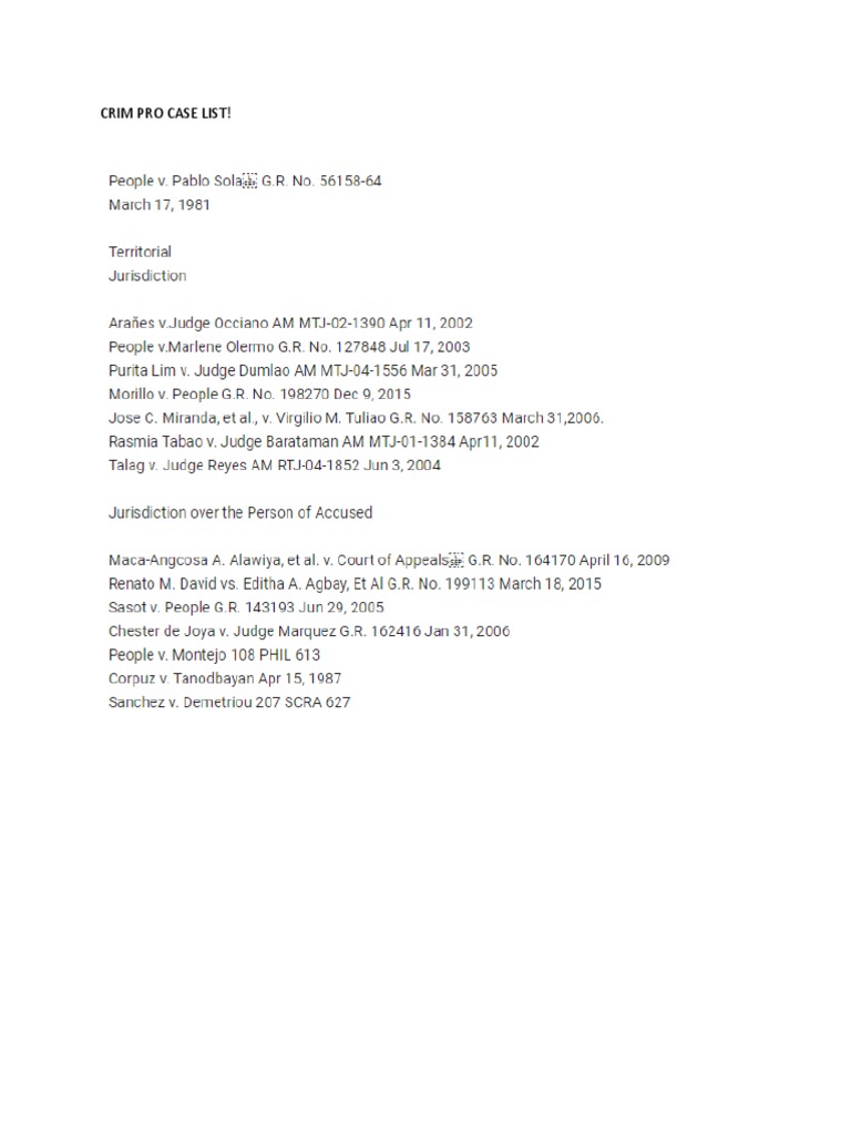 Crim Pro Case List | PDF