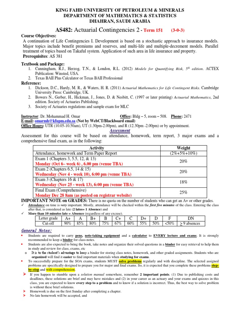 Actuarial Contingencies 2 | PDF | Life Insurance | Markov Chain