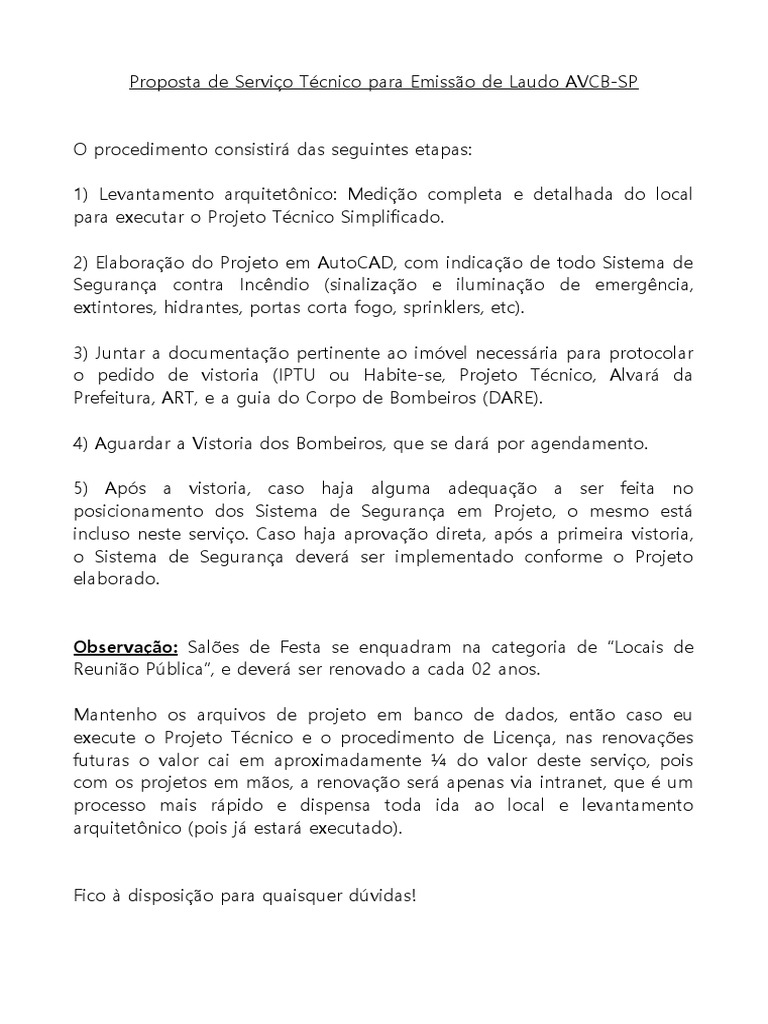 Proposta AVCB | PDF