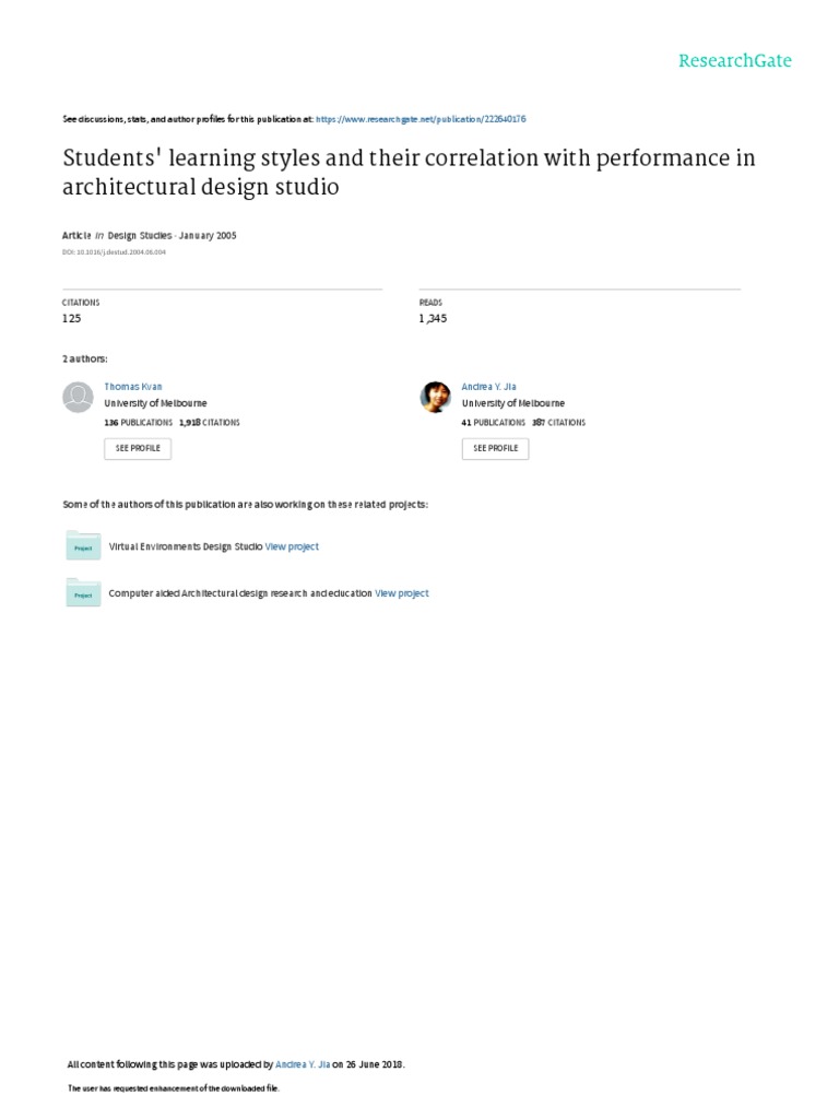 Students' Learning Styles and Their Correlation With Performance in ...