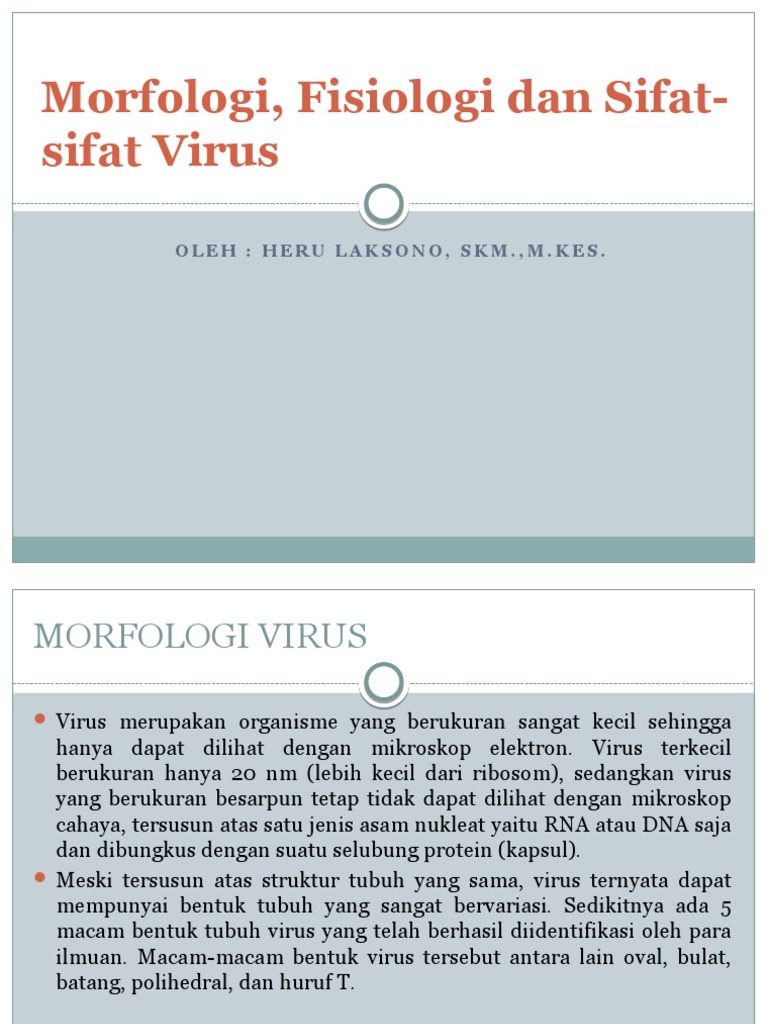 MATERI 2 Morfologi, Fisiologi Dan Sifat-Sifat Virus | PDF