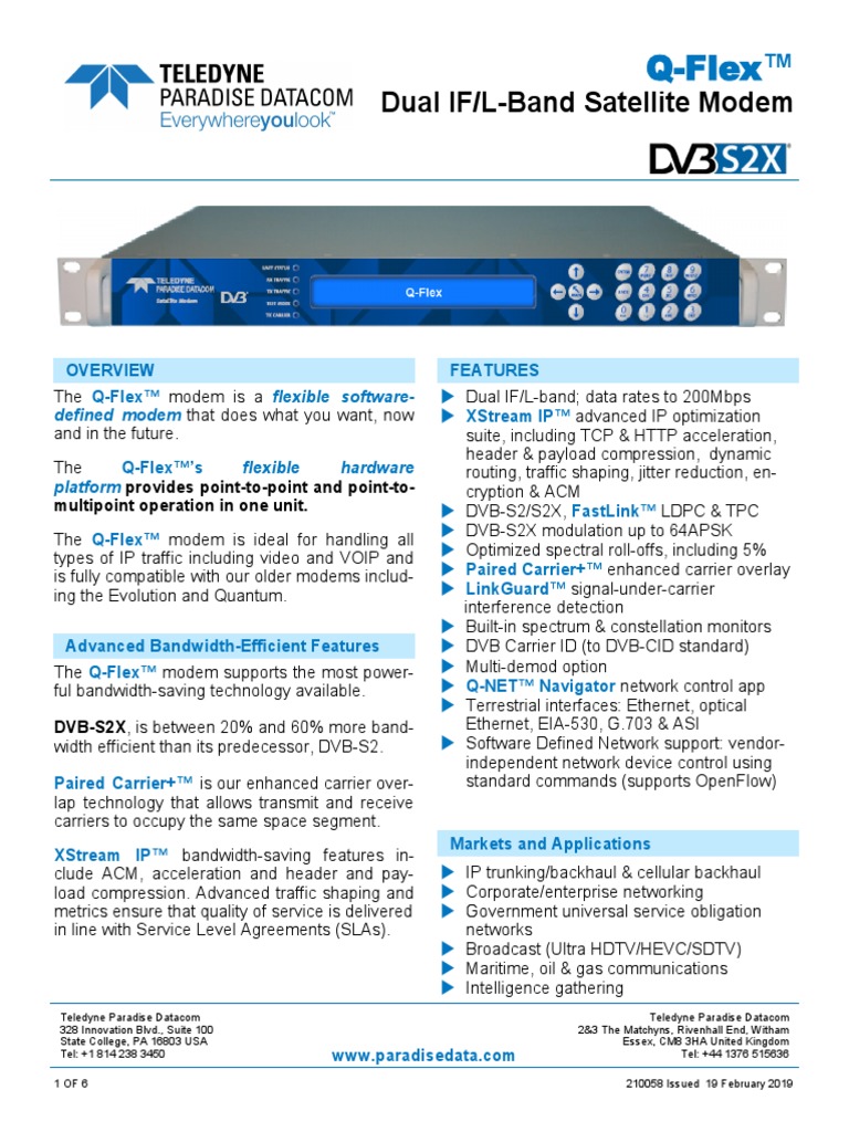 Q-Flex™: Dual IF/L-Band Satellite Modem | PDF | Internet Protocols ...