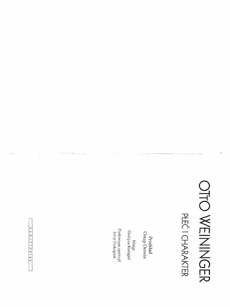 Weininger Otto - Płeć I Charakter | PDF